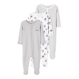 name it Baby Unisex 3er Pack Strampler mit Fuß Bärchen in Grau | Gr.: 74