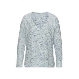 Buffalo V-Ausschnitt-Pullover in blau-creme | Gr.: 32/34