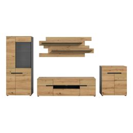 H&ouml;ffner Wohnwand grau Ma&szlig;e (cm): B: 375 H: 190 &raquo; H&ouml;ffner