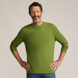 LANDS' END Ottoman-Rippshirt mit langen Ärmeln, Herren,  Grün, Baumwolle/Polyester/Baumwoll-Mischung, by Lands' End
