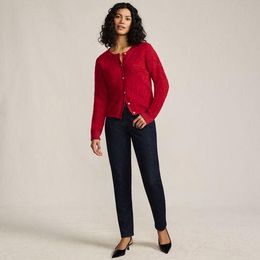 LANDS' END Boucl&eacute;-Cardigan mit goldfarbenen Kn&ouml;pfen, Damen,  Rot, Wolle/Polyester/Polyacryl, by Lands' End