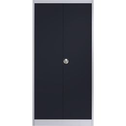Mauser Stahlschrank mit Fl&uuml;gelt&uuml;ren, 4 Fachb&ouml;den, T 420 mm, wei&szlig;aluminium / anthrazitgrau