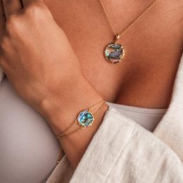 Holzkern Armb&auml;nder Damen Gold und Abalone