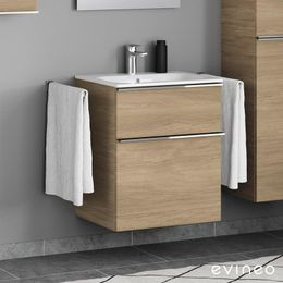 Geberit Renova Plan Slim Waschtisch, evineo ineo4 Unterschrank B: 60 cm, 2 Ausz&uuml;ge, mit Griff,, 122260000+BE0225OA,
