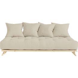 Daybett Karup Design "Senza, Sofa, mit Futonmatratze, minimalistisch, massives Kiefernholz", beige (beige, klarlackiert), B:200cm H:85cm L:90cm, Daybetten, Handgefertigt, skandinavisches Design, vielseitig, schlichter Stil