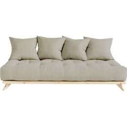 Daybett Karup Design "Senza, Sofa, mit Futonmatratze, minimalistisch, massives Kiefernholz", beige (linen, klarlackiert), B:200cm H:85cm L:90cm, Daybetten, Handgefertigt, skandinavisches Design, vielseitig, schlichter Stil