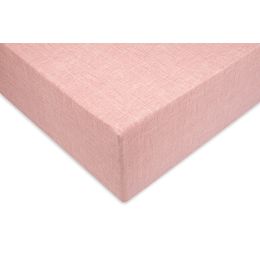 Spannbettlaken ZO HOME "Lino", rot (shell, rot), B:90cm L:220cm, Renforc&eacute;, Obermaterial: 100% Baumwolle, Bettlaken, Spannbettlaken, Laken aus 100% Baumwolle, Leinen Optik, Print, Betttuch ab 90x200