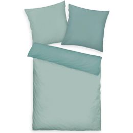 Bettw&auml;sche Tom Tailor HOME "TWO-TONE SOLID COLORS in Gr. 135x200cm, 155x220cm oder 200x220cm", gr&uuml;n (fresh sage), B/L: 155cm x 220cm, 1 Stk., 1 Stk., Satin, B/L: 80cm x 80cm, 2 Stk., Satin, Obermaterial: 100% Baumwolle, Bettw&auml;sche, Bettw&auml;sche, new bedroom, Doppelnaht am Kissen