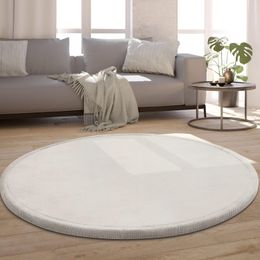 Teppich Paco Home "Tatami 475", beige (hellbeige), H:24mm Ø:120cm, Polyester, Teppiche, Kurzflor, Uni Farben, mit Memory Foam, waschbar