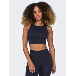 Trainingstop Only Play "ONPJAIA LIFE", Damen, Gr. M, blau (night sky), Jersey, Obermaterial: 75% Nylon, 15% Polyamid, 10% Elasthan, unifarben, slim fit kurz, Rundhals, Tops, Cropped Fit, in feiner Rippstruktur