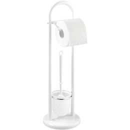 WC-Garnitur Wenko "Siena", wei&szlig; (wei&szlig;, satiniert), H:63cm L:19cm, Reinigungsb&uuml;rsten