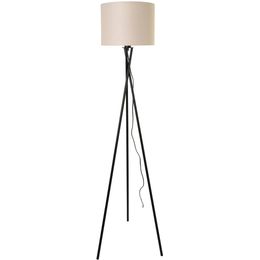 my home Stehlampe "Ahrhütte", schwarz (schwarz beige), 1, Ø 36cm H: 156cm, 1 Stk., Leuchten, Stehlampe mit standfestem Dreibein
