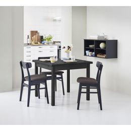 Esstisch HAMMEL FURNITURE "Basic Dinex, ausziehbar, mit Einlegeplatten - Furnier/Massivholz", grau (wenge), B:90cm H:76cm T:90cm, Tischplatte: Furnier gebeizt und lackiert;Gestell: Massivholz, Tische, Furnier / Massivholz, in zwei Breiten, stabiler dänische Design Tisch