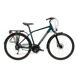 KROSS Trekkingrad "KROSS Trekkingrad Herren 28" Explorer 45.0 blau 24 Gänge", 48cm, 28 Zoll (71,12cm) hinten: 28 Zoll (71,12cm)blau, schwarz,