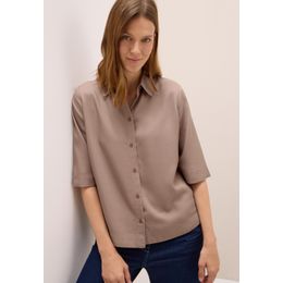 Cecil Damen Hemdblusenatural taupe, Gr. L, unifarben, Web, Obermaterial: 100% Lyocell, Blusen, aus Lyocell