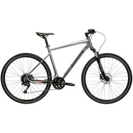 Crossrad KROSS "Crossrad Herren 28" Evado 5.0 grau 18 Gänge" Gr. 48, grau, schwarz, Fahrräder, Damen, 48cm, 28 Zoll (71,12cm) hinten: 28 Zoll (71,12cm)