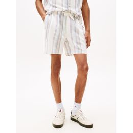 Shorts Tommy Jeans "TJM SLUB STR BEACH SHORT EXT", Herren, Gr. L, N-Gr, weiß (ancient weiß multi stripes), Web, Obermaterial: 100% Baumwolle, Hosen Shorts, modisch gestreift