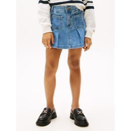 Faltenrock Tommy Hilfiger "DENIM SKIRT PLEATED", Mädchen, Gr. 16 (176), drapey, Denim/Jeans, Obermaterial: 98% Baumwolle, 2% Elasthan, unifarben, normal ca. Mitte Oberschenkel, Röcke, in blauer Waschung