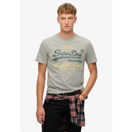 Rundhalsshirt Superdry "VL CLASSIC RELAXED TEE", Herren, Gr. L, grau (flint grau grit), Single Jersey, Obermaterial: 60% Baumwolle, 40% Polyester, meliert, relaxed fit normal, Rundhals, Shirts Rundhalsshirt
