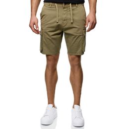 Chinoshorts INDICODE "INWebs", Herren, Gr. L, N-Gr, grün (covert grün), Web, Obermaterial: 98% Baumwolle, 2% Elasthan, unifarben, regular fit knielang, Hosen Chinoshorts