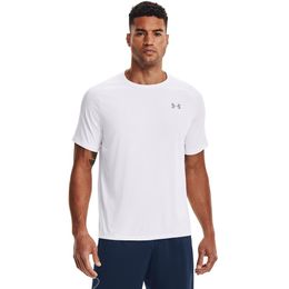 Trainingsshirt Under Armour "UA TECH 2.0 SS TEE", Herren, Gr. M, weiß, Jersey, Obermaterial: 100% Polyester, normal, Rundhals, Raglanärmel abgesteppt, Shirts