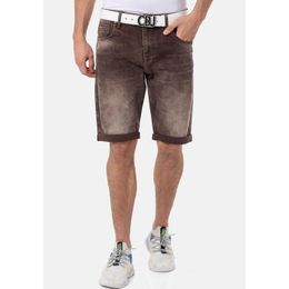 Cipo & Baxx Jeansshorts CIPO & BAXX, Herren, Gr. 34, N-Gr, beige, Denim/Jeans, Obermaterial: 98% Baumwolle, 2% Elasthan, Abriebeffekte, sehr bequem, Jeans Jeansshorts