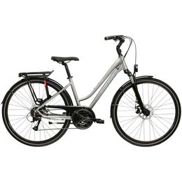 Trekkingrad KROSS "Damen-Trekkingrad 28" Trans 3.0 Silberfarben 24 Gänge" Gr. 48, silberfarben, schwarz, Fahrräder, Damen, 48cm, 28 Zoll (71,12cm) hinten: 28 Zoll (71,12cm)