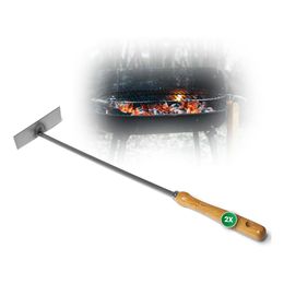 2x Aschekratzer mit Holzgriff Sch&uuml;rhaken Kohleschieber Feuerkratzer Glutschieber Kaminzubeh&ouml;r Kaminbesteck Stocheisen (2, Aschenkratzer)