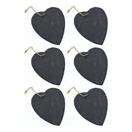 Schieferherz zum Aufh&auml;ngen mit Juteband Schiefertafel Dekoration Wandeko (6, 17 cm Herz)