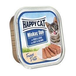 Happy Cat Happy Dog Minkas Duo Rind &amp, Lachs PatÃ© 16 x 100g Schale Nassfutter fÃ¼r Katzen