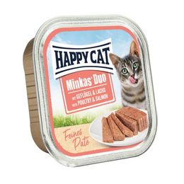 Happy Cat Minkas Duo GeflÃ¼gel &amp, Lachs PatÃ© 16 x 100g Schale Nassfutter fÃ¼r Katzen