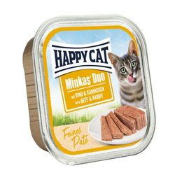 Happy Cat Minkas Duo Rind &amp, Kaninchen PatÃ© 16 x 100g Schale Nassfutter fÃ¼r Katzen