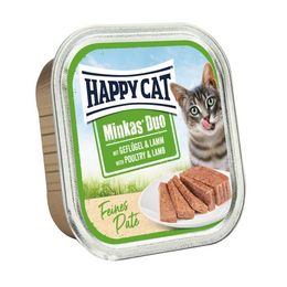 Happy Cat Minkas Duo GeflÃ¼gel &amp, Lamm PatÃ© 16 x 100g Schale Nassfutter fÃ¼r Katzen