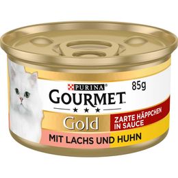 12x85g GOURMET Gold Zarte Häppchen in Sauce mit Lachs und Huhn