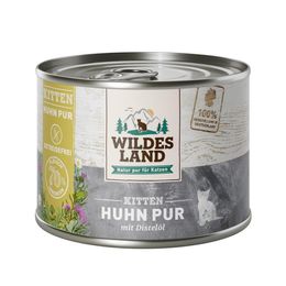 WILDES LAND Kitten Huhn PUR mit Distel&ouml;l Katzen-Nassfutter getreidefrei 6x200 g