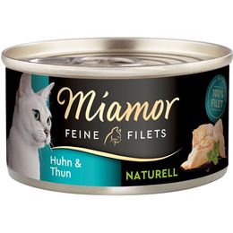 Miamor Feine Filets naturell Huhn & Thun Katzen-Nassfutter ohne Leber 24x80g