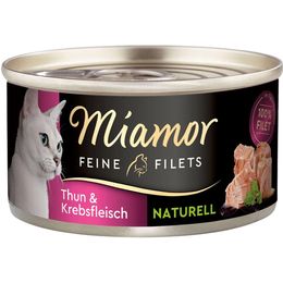 Miamor Feine Filets naturell Thun & Krebsfleisch Katzen-Nassfutter ohne tierische Nebenerzeugnisse 24x80g