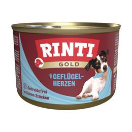 Rinti Gold mit Gefl&uuml;gelherzen Hunde-Nassfutter ohne Soja 12x185g