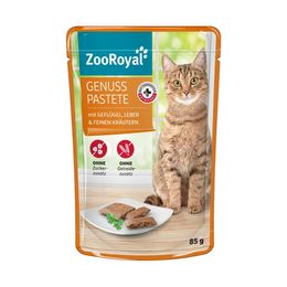 ZooRoyal Genuss Pastete mit Gefl&uuml;gel und Leber Katzen-Nassfutter ohne Getreidezusatz 24x85g