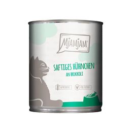 MjAMjAM saftiges H&uuml;hnchen an Brokkoli Katzen-Nassfutter ohne Zuckerzusatz 24x800g