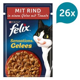 FELIX Sensations Gelees mit Rind & Tomate Katzen-Nassfutter ohne Konservierungsstoffe 26x85g
