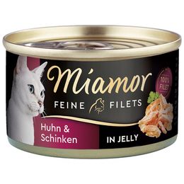 24x100g Miamor Feine Filets in Jelly Huhn und Schinken 100g Dose