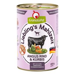 Granatapet Liebling's Mahlzeit Angus Rind und K&uuml;rbis Hunde-Nassfutter getreidefrei 6x400g