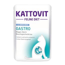 Kattovit Gastro Ente + Reis Katzen-Nassfutter Di&auml;t-Alleinfuttermittel 24x85g