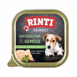 Rinti Feinest Gefl&uuml;gel pur & Gem&uuml;se Hunde-Nassfutter ohne k&uuml;nstliche Farbstoffe 11x150g