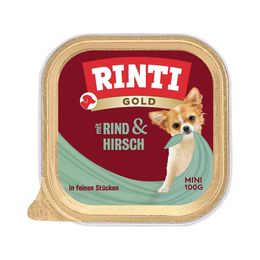 Rinti Gold Mini feine Stückchen von Hirsch & Rind Hunde-Nassfutter ohne Soja 16x100g