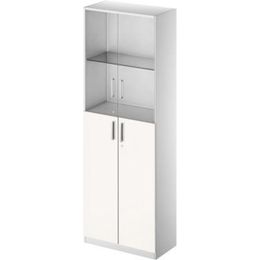Schäfer Shop Schäfer Shop Genius Kombischrank TETRIS SOLID, 6 OH, Glas- und Flügeltüren, B 800 mm, abschließbar, Glas/weiß/weißalu