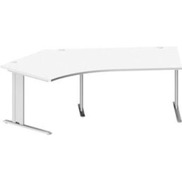 Sch&auml;fer Shop Sch&auml;fer Shop Pure Winkelschreibtisch PLANOVA BASIC, 135&deg; Winkel links, C-Fu&szlig;, B 2165 x T 800/800 x H 717 mm, wei&szlig;/wei&szlig;alu + Kabelkanal