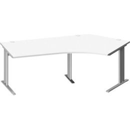 Sch&auml;fer Shop Sch&auml;fer Shop Pure Winkelschreibtisch PLANOVA BASIC, 135&deg; Winkel rechts, C-Fu&szlig;, B 2165 x T 800/800 x H 717 mm, wei&szlig;/wei&szlig;alu + Kabelkanal