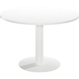 Besprechungstisch Paperflow, bis 4 Personen, Kreis, Tellerfu&szlig;, &Oslash; 1150 x H 750 mm, wei&szlig;/wei&szlig;